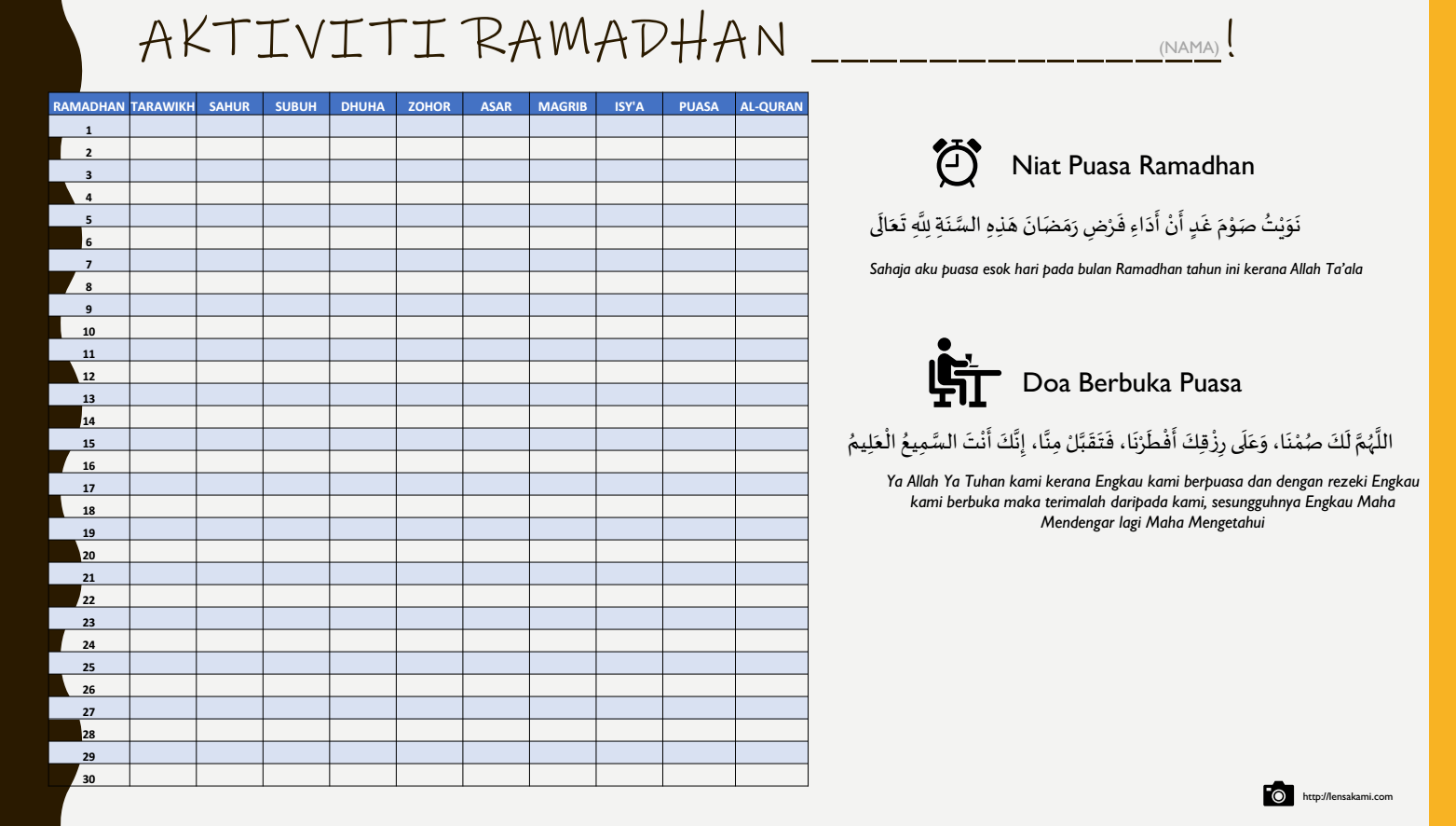 Printable Percuma Aktiviti sepanjang Ramadhan | FREE DOWNLOAD PRINT ...